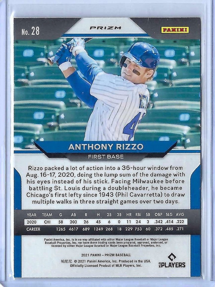 2021 Prizm - Anthony Rizzo - Green Prizm - Chicago Cubs - #28 | eBay
