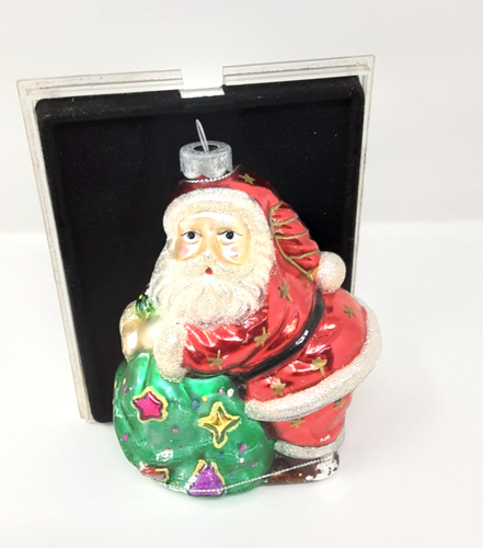 Handcrafted Glass Ornament Santa Designer Studios 4" tall (read) | eBay
