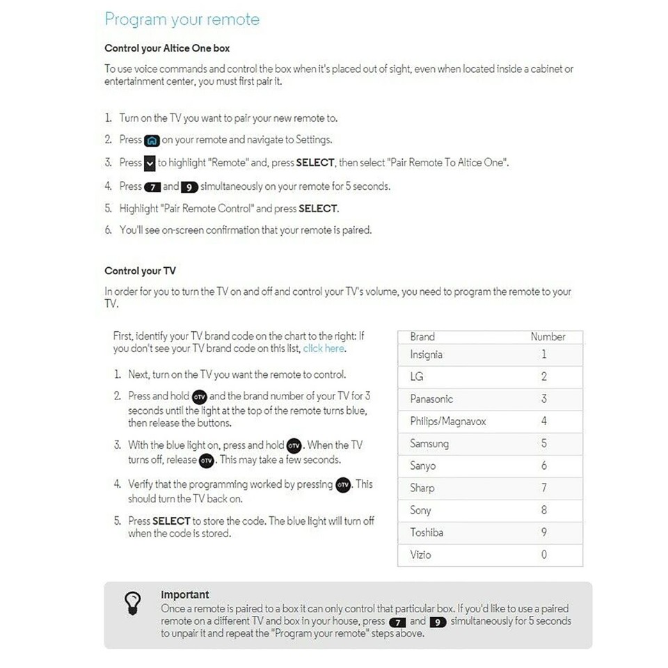 Latest Altice Optimum Cablevision Bluetooth Remote Control New with ...