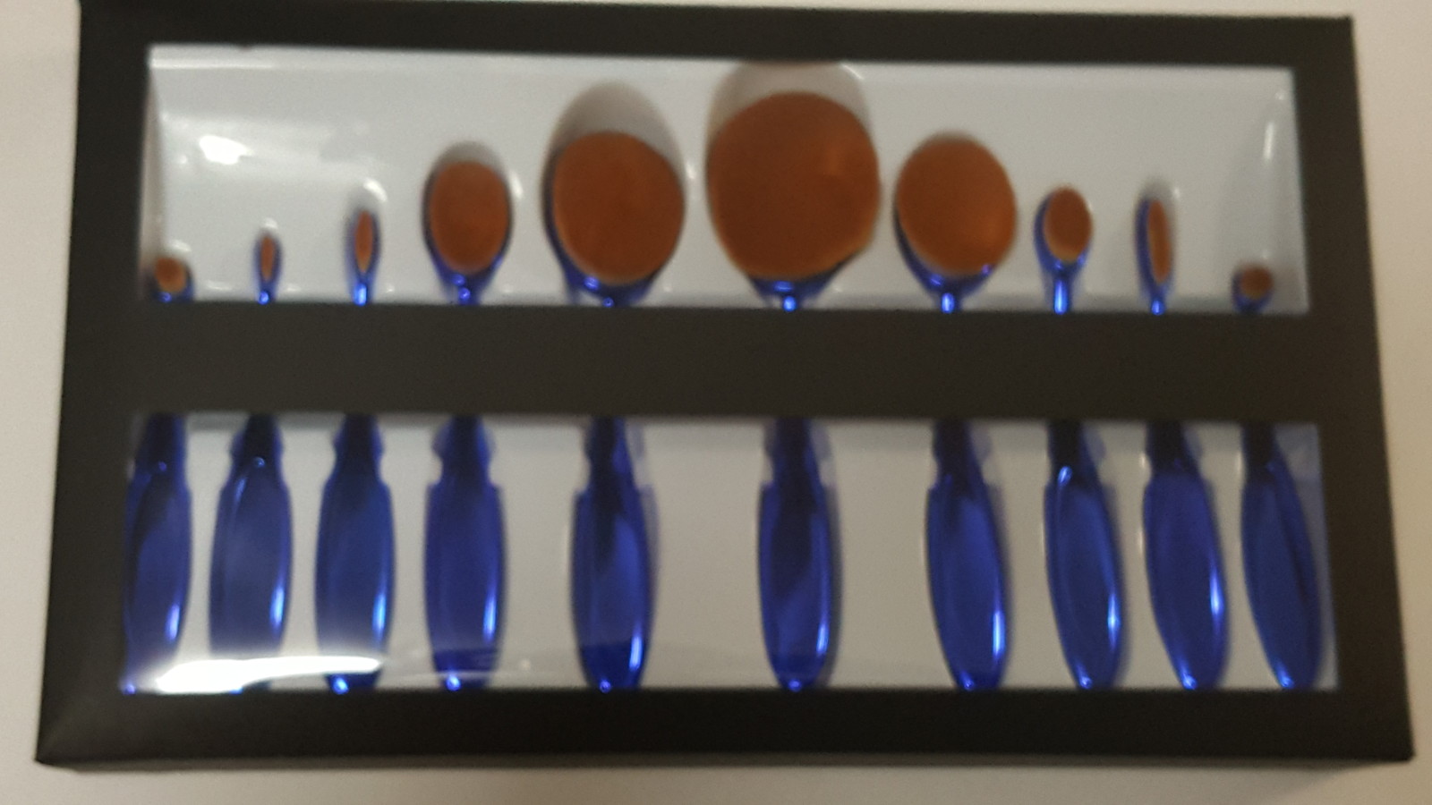 Toothbrush Shape10Pc Royal Blue Oval Cosmetic Makeup Puff Brush Set ...