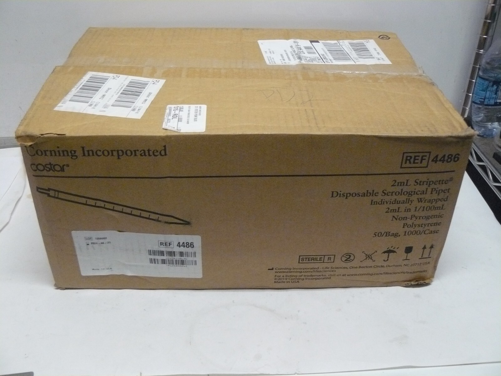 Corning 4486 2mL stripette disposable serological pipet case of 1000 ...