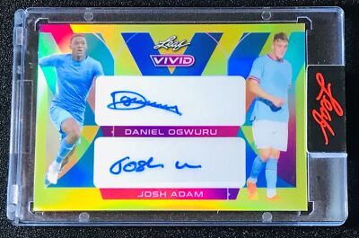 2022 Leaf Vivid Dual Auto Yellow Daniel Ogwuru Josh Adam Man City 6/10 ...