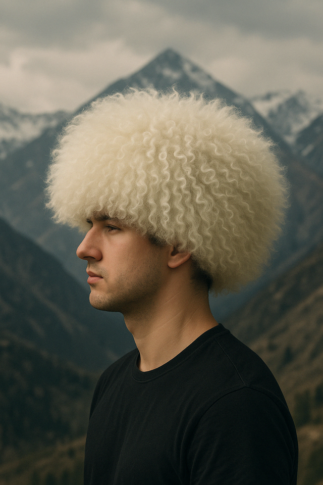 White Papakha Hat | Traditional Sheepskin Wool Caucasian Cossack Style ...