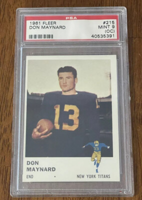 1961 Fleer #215 DON MAYNARD Rookie Card New York Titans - PSA 9 OC MINT ...