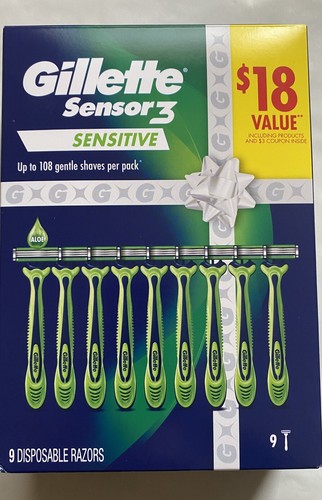 Gillette Sensor3 Sensitive Men's Disposable Razors -9 Count -NEW | eBay