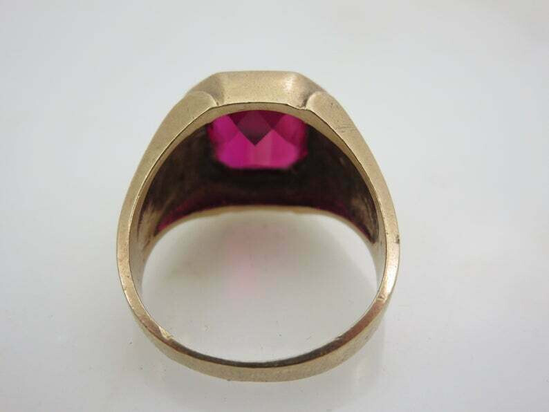 3Ct Emerald Lab Created Ruby Pinky Men' Engagement Ring 14k Yellow Gold ...
