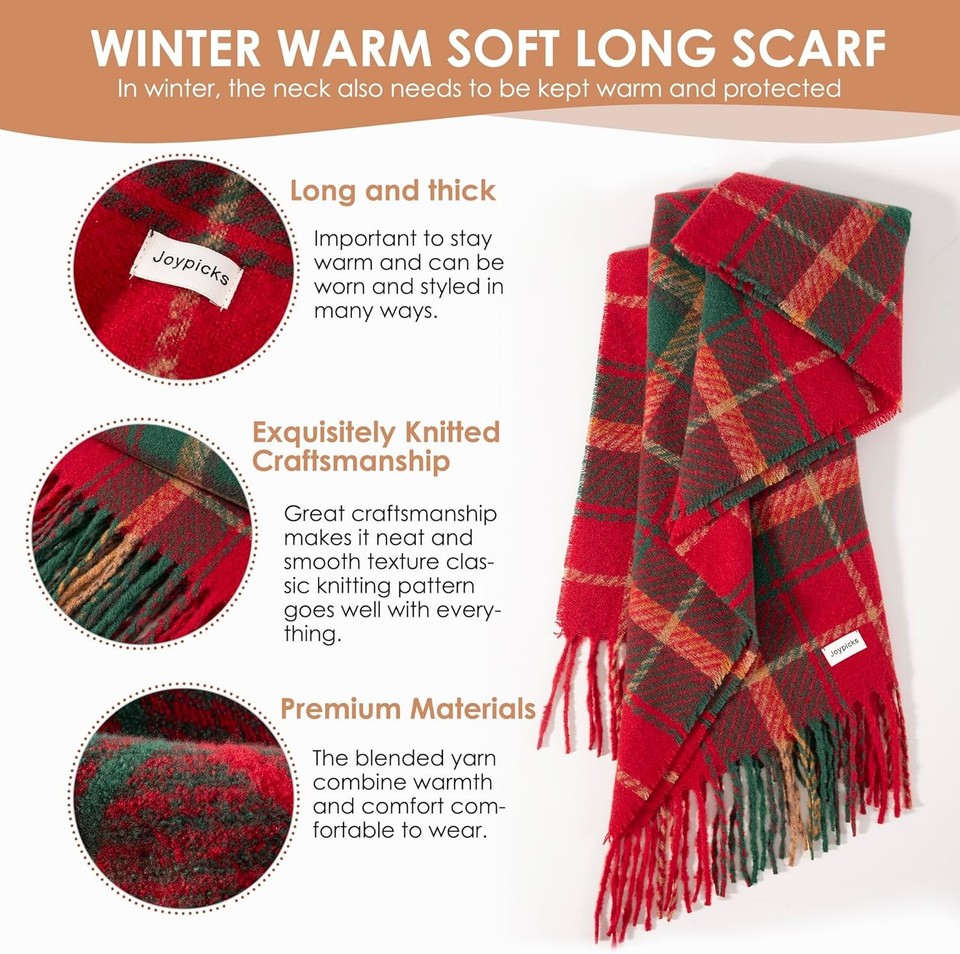 Women's Long Knit Scarf Chunky Warm Winter Shawl Thick Soft Unisex Wrap ...