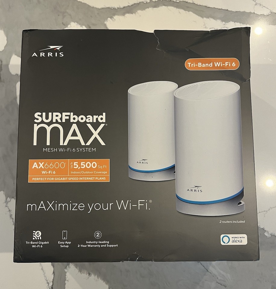 ARRIS SURFboard mAX W121 Tri-Band Mesh WiFi 6 System AX6600 - 6.6 Gbps ...