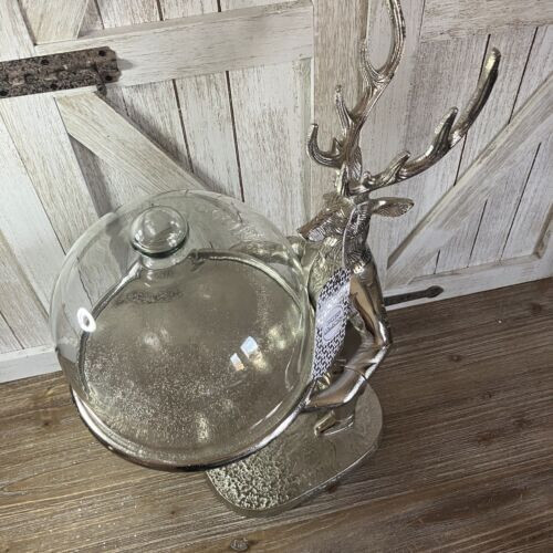 Silver Stag Butler Reindeer Deer Statue Holding Tray Sandwich Cookie ...