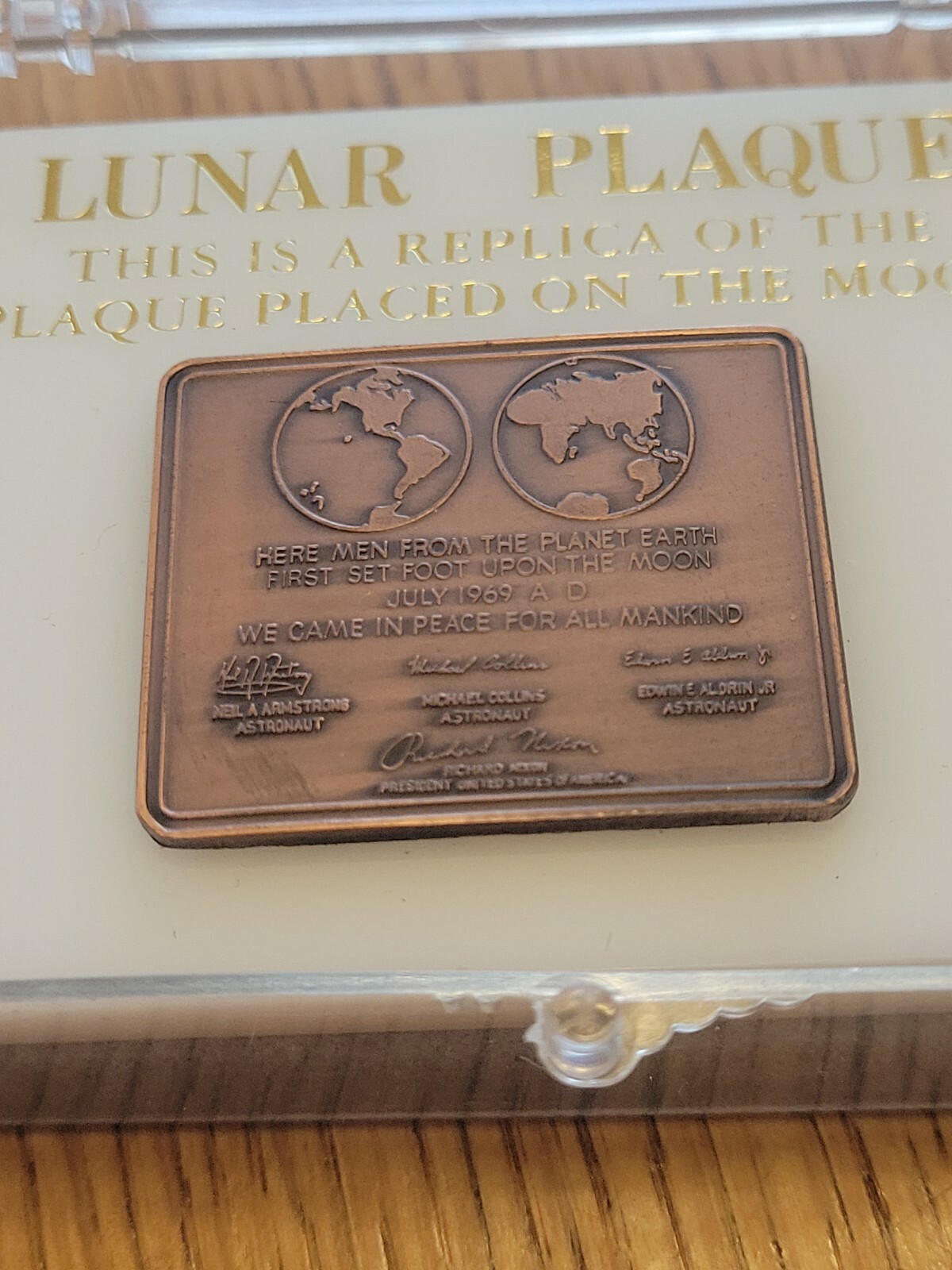 Vintage 1969 LUNAR PLAQUE - “FIRST LANDING ON THE MOON” Miniature ...