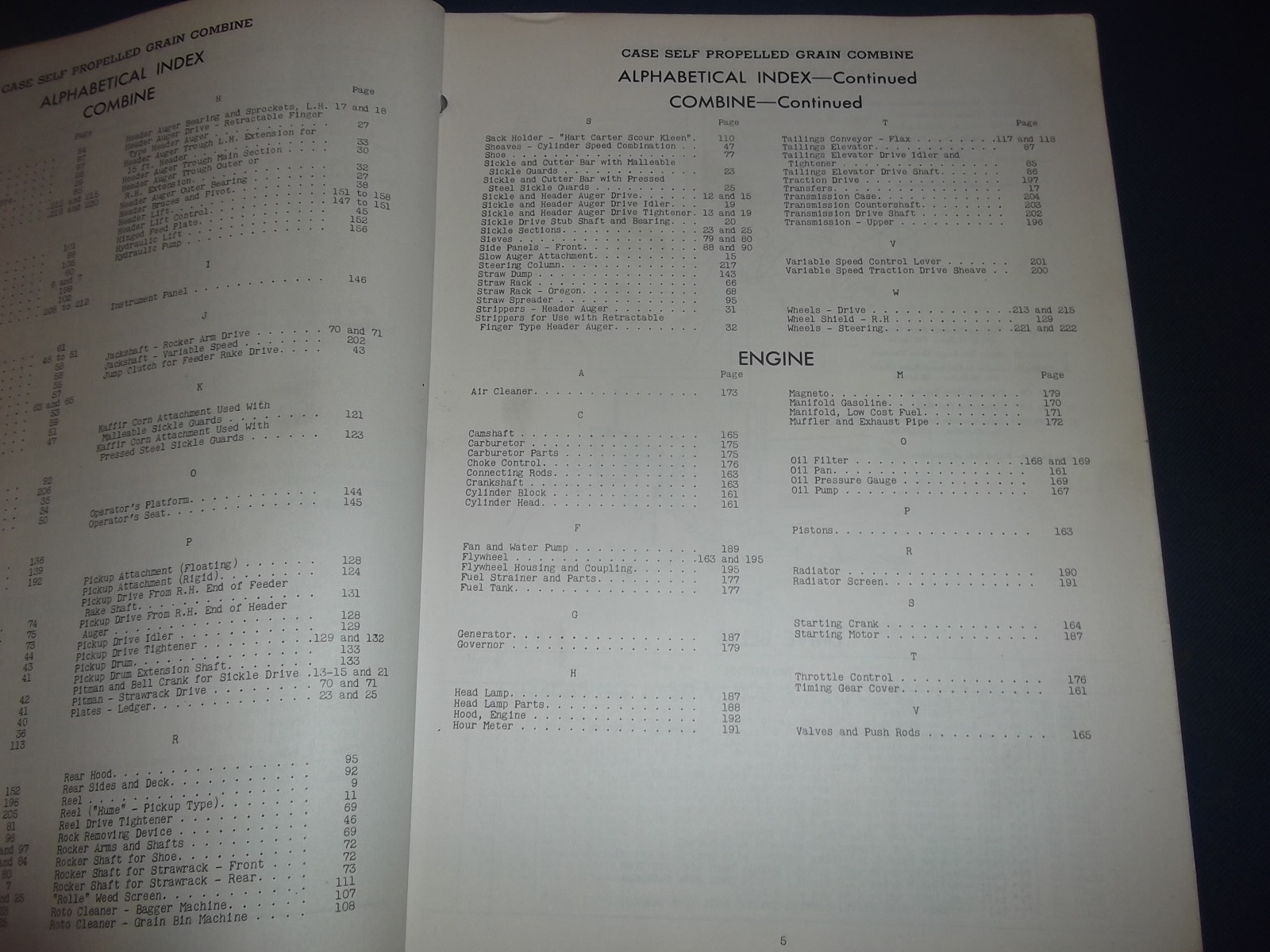 CASE SP12 9' 12' 15' SELF PROPELLED GRAIN COMBINE PARTS MANUAL BOOK ...