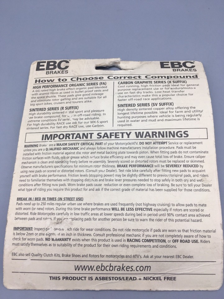EBC BRAKES FA307X Carbon Graphite Series Brake Pads | eBay