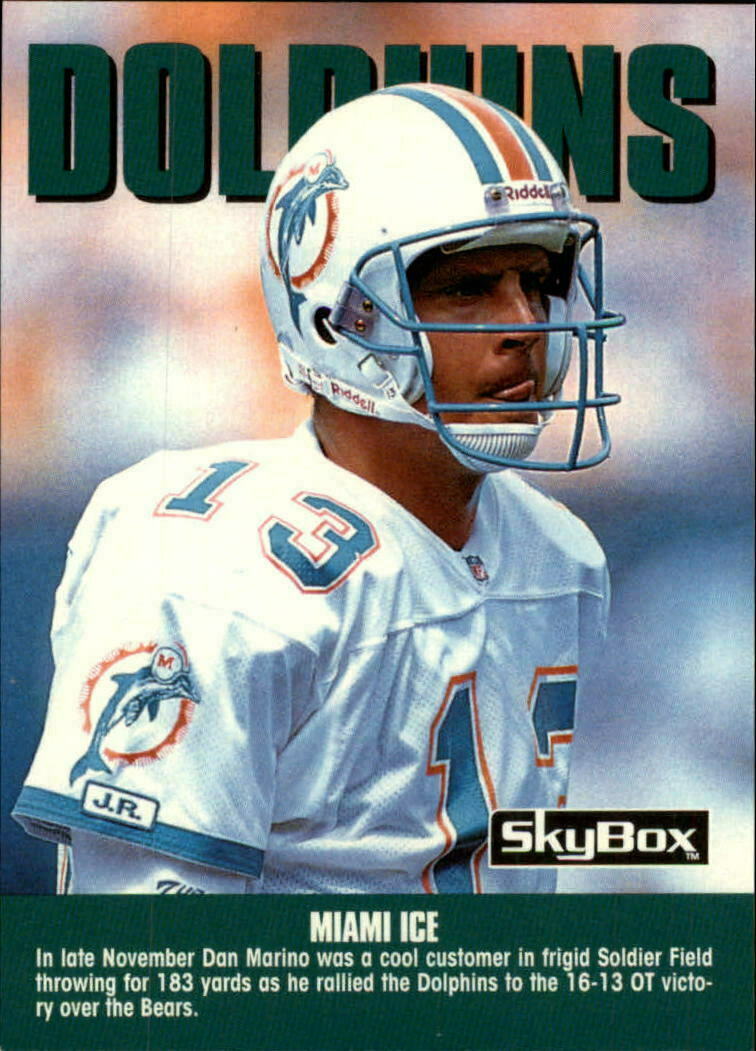 DAN MARINO TEAM CHECKLIST 1992 SKYBOX IMPACT CARD #291 MIAMI DOLPHINS ...