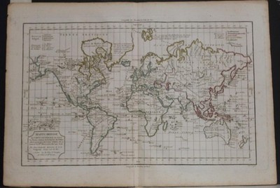 1795 VAUGONDY & DELAMARCHE UNUSUAL ANTIQUE WORLD MAP ON MERCATOR'S ...