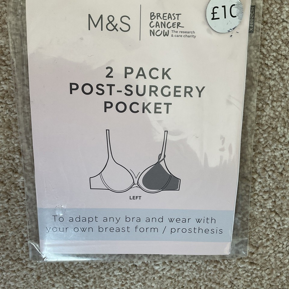 RRP £10 M&S Size LARGE LEFT 2 Pack Post Surgery Mastectomy Pocket ROSE ...