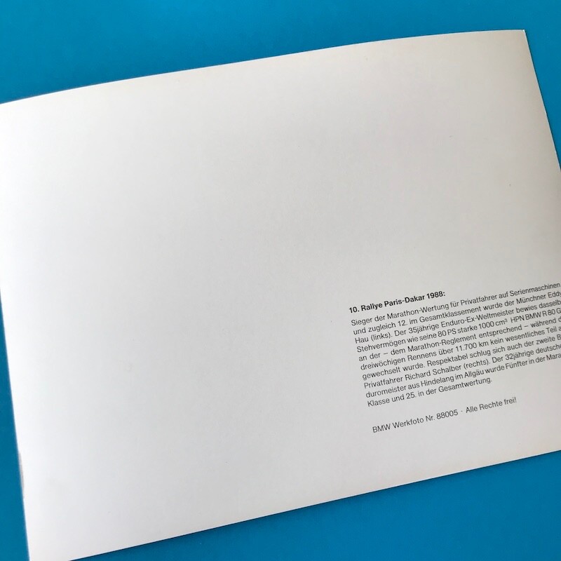 BMW R80 G/S Paris-Dakar Press Photo - 1988 R80 GS G/S Eddy Hau HPN ...