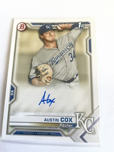 2021 Bowman AUSTIN COX 1st Paper Auto #PAPR-ACO Kansas City Royals | eBay