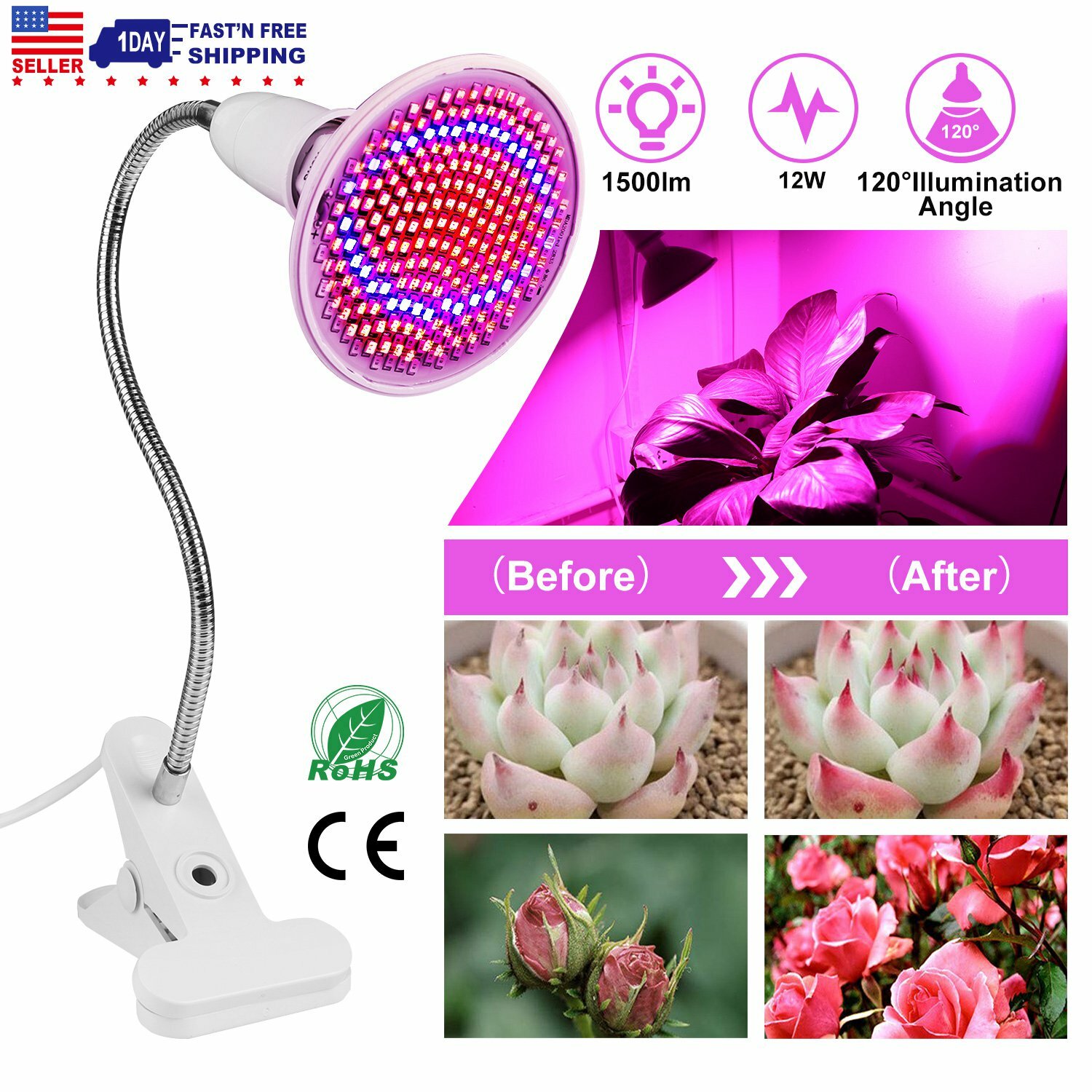 LED Full Spectrum Plant UV Grow Light Veg Lamp For Indoor Hydroponic ...