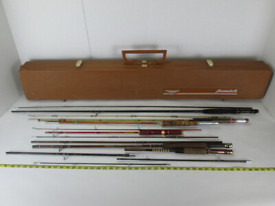 Vintage Fenwick Woodstream Rod Holder Case with Misc Fishing Rods Poles ...
