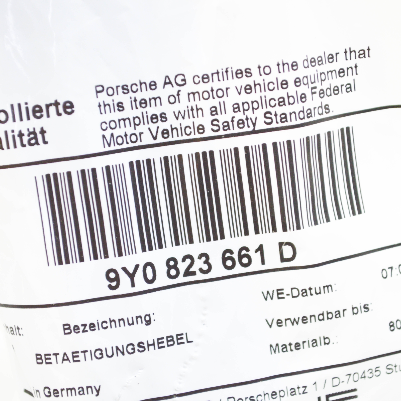 PORSCHE CAYENNE 9Y0 Front Bonnet Hood Release Handle 9Y0823661D NEW ...