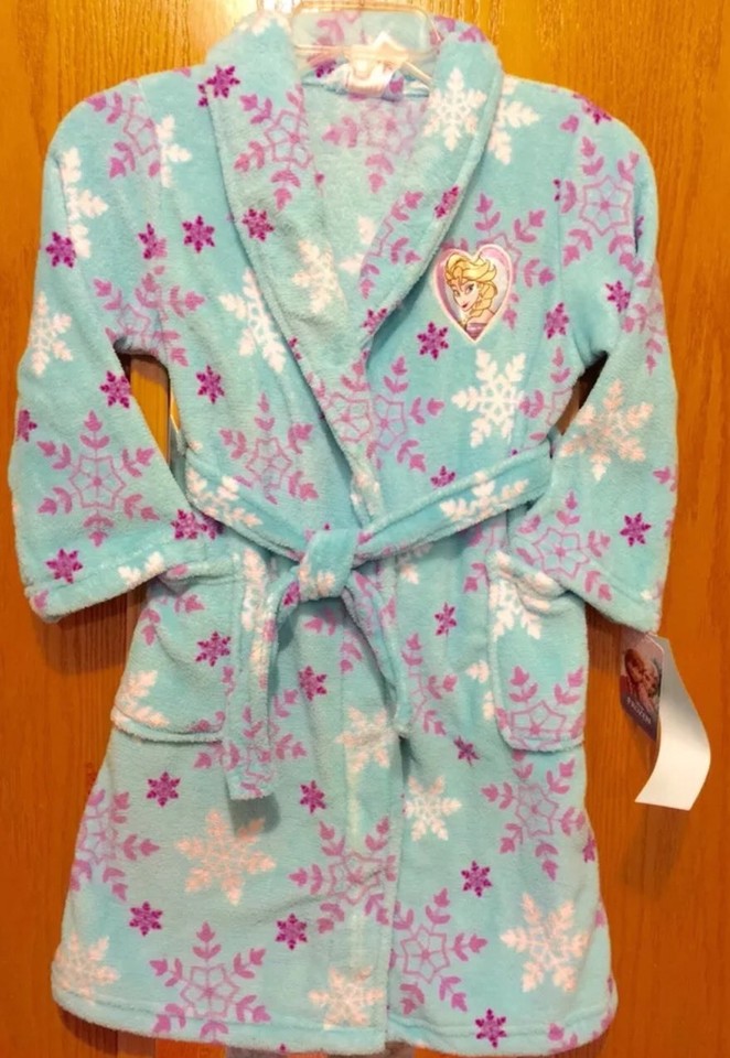 Disney Frozen Robe with Elsa Logo and snow flakes, Blue, XS, S, M, & L ...