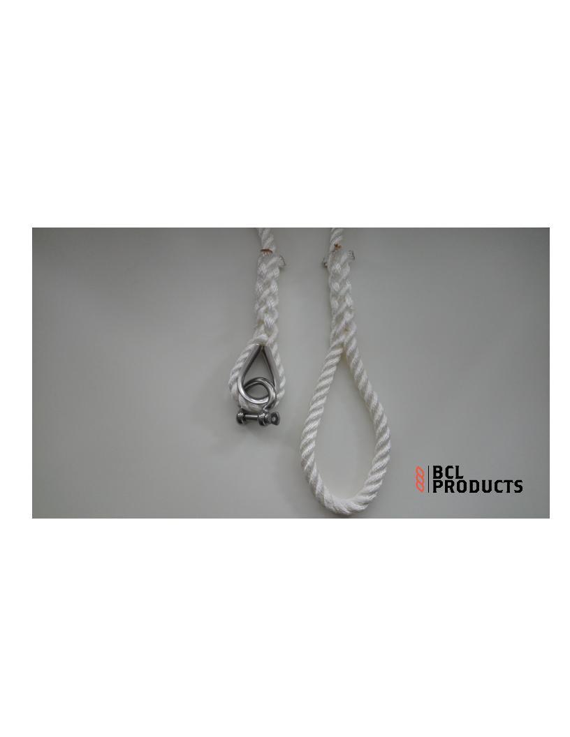 12mm Nylon Rope Mooring Strop - 3 Strand Nylon - S/S Shackle - Choose ...