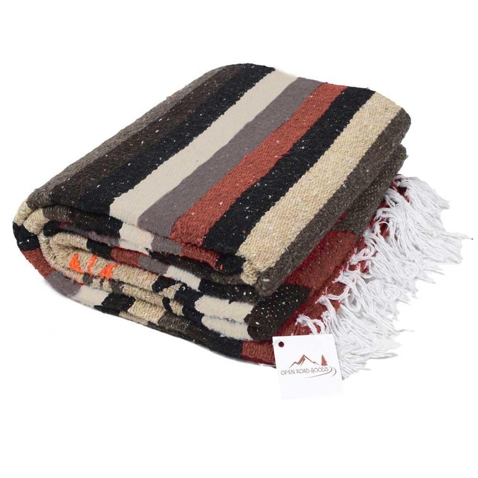 Mexican Blanket Vintage Style Tan Brown Diamond X Large Native Serape ...