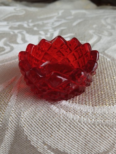 Mosser Glass Sawtooth English Hobnail Open Salt Dip Ruby Red | eBay