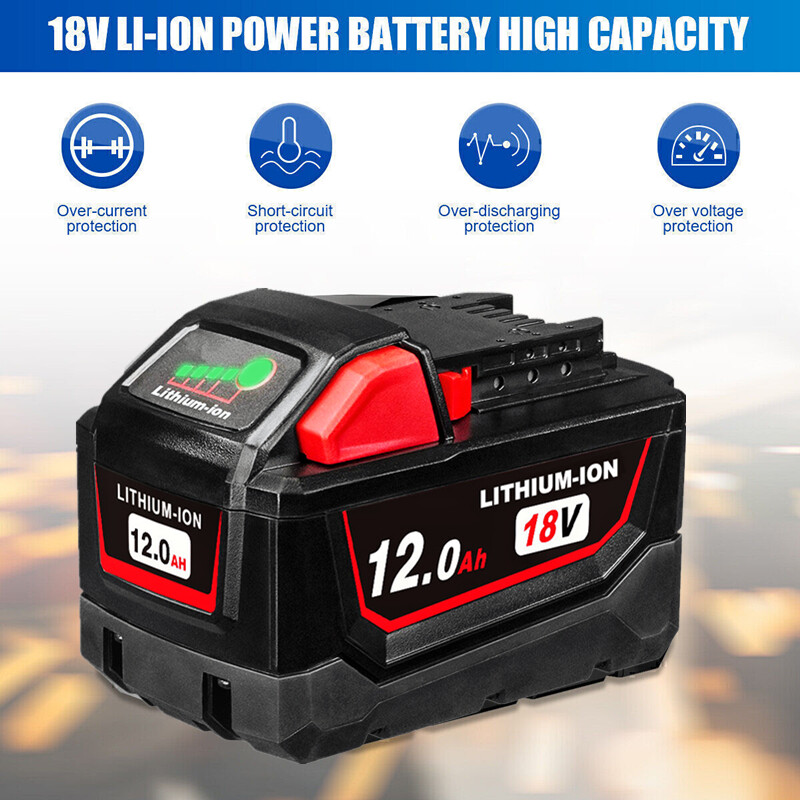 2PACK 12Ah For Milwaukee M18 12.0Ah HD High Output Battery 48-11-1812 ...