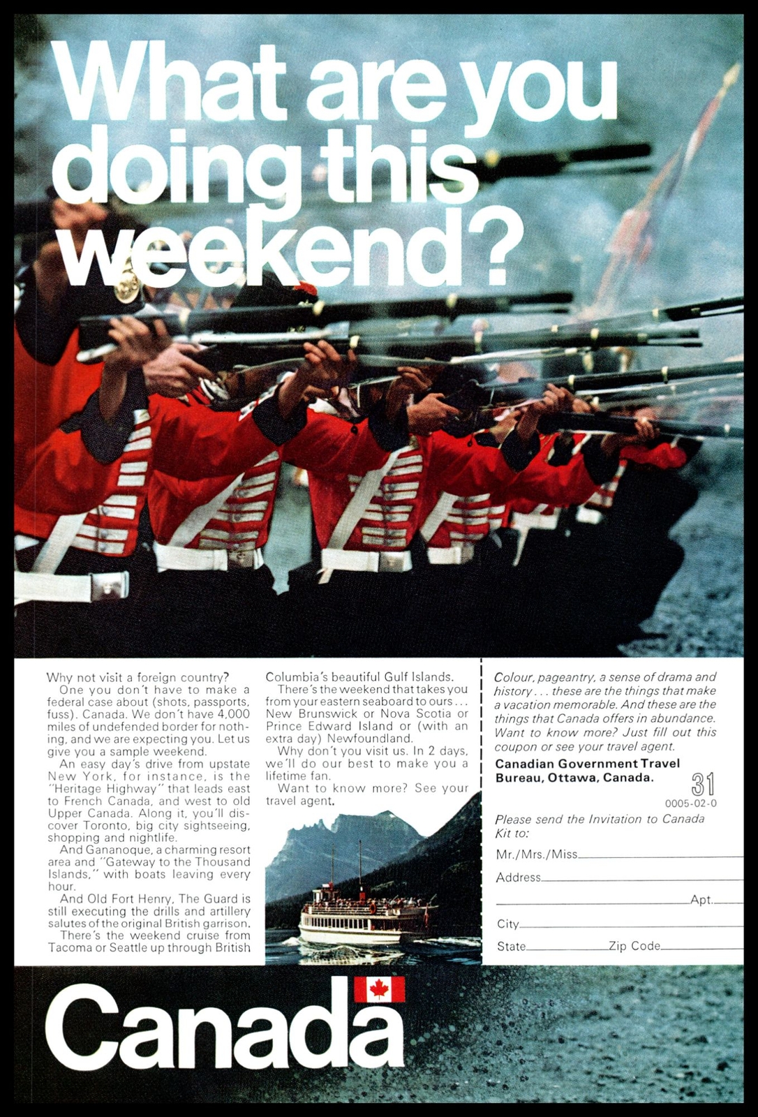 1970 Visit Canada Vacation Travel Vintage Print Ad Ferry Mounties RCMP ...
