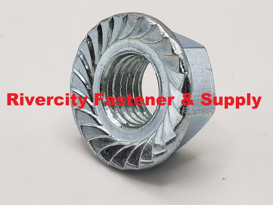 M10-1.25 Hex Flange Nuts M10x1.25 Nut 10mm x 1.25 Serrated Flange 8.8 ...
