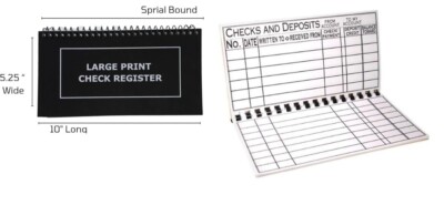 Jumbo Print Check Register Book Large Print, Easy To Read Personal ...