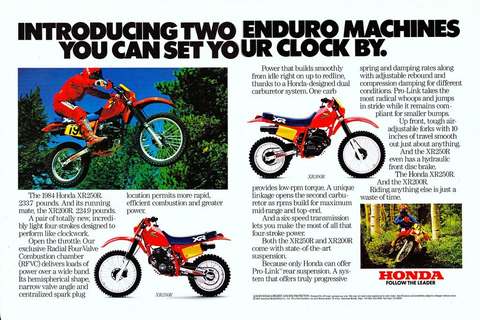 LICENSED 1984 Honda XR200R Vintage Decal Kit Tank Wing stickers XR200 ...