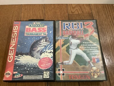 Sega Genesis TNN Outdoors Bass Tournament 96 RBI Baseball 3 Games With ...