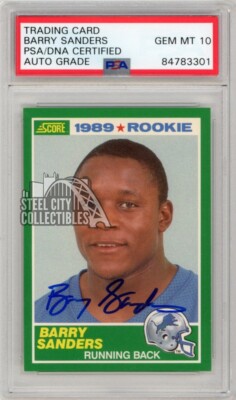 Barry Sanders 1989 Score Autograph Rookie Card #257 PSA/DNA 10 | eBay