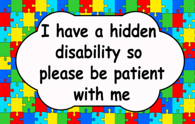 i have hidden disability jigsaw bright background id card & lanyard ...