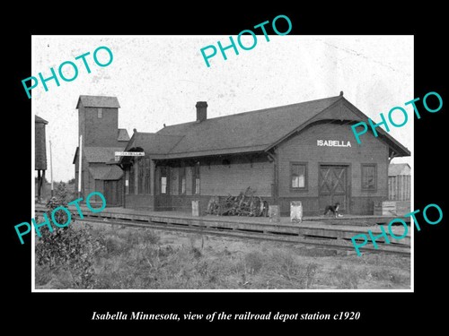 OLD POSTCARD SIZE PHOTO OF ISABELLA MINNESOTA THE RAILROAD DEPOT ...