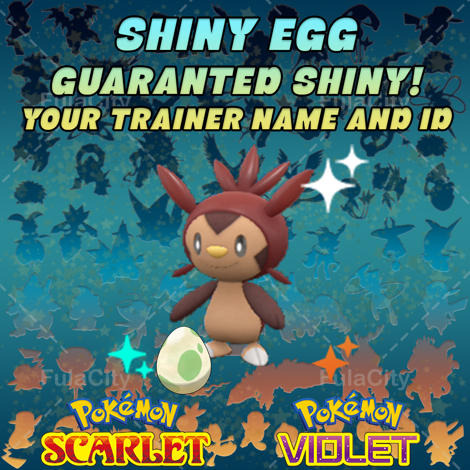 CHESPIN POKEMON SCARLET VIOLET SHINY EGG 6 IV CUSTOM AVAILABLE | eBay