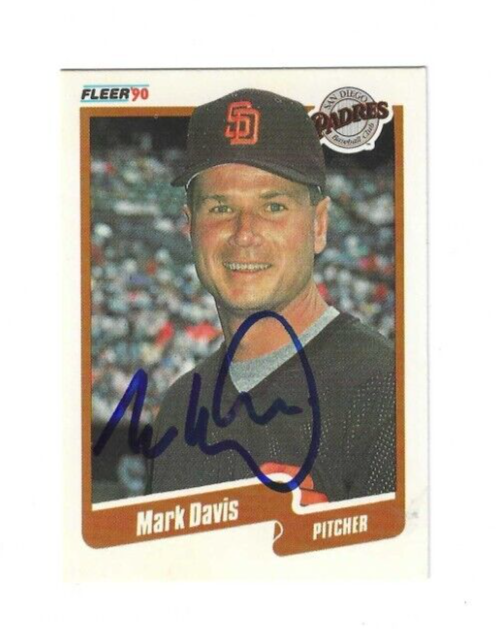 Signed Autographed MARK DAVIS San Diego Padres 1990 Fleer Card #155 COA ...