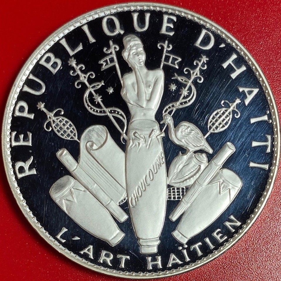 1968 HAITI 25 GOURDES 3.8 OZ .999 SILVER PROOF ART OBJECTS THICK COIN ...