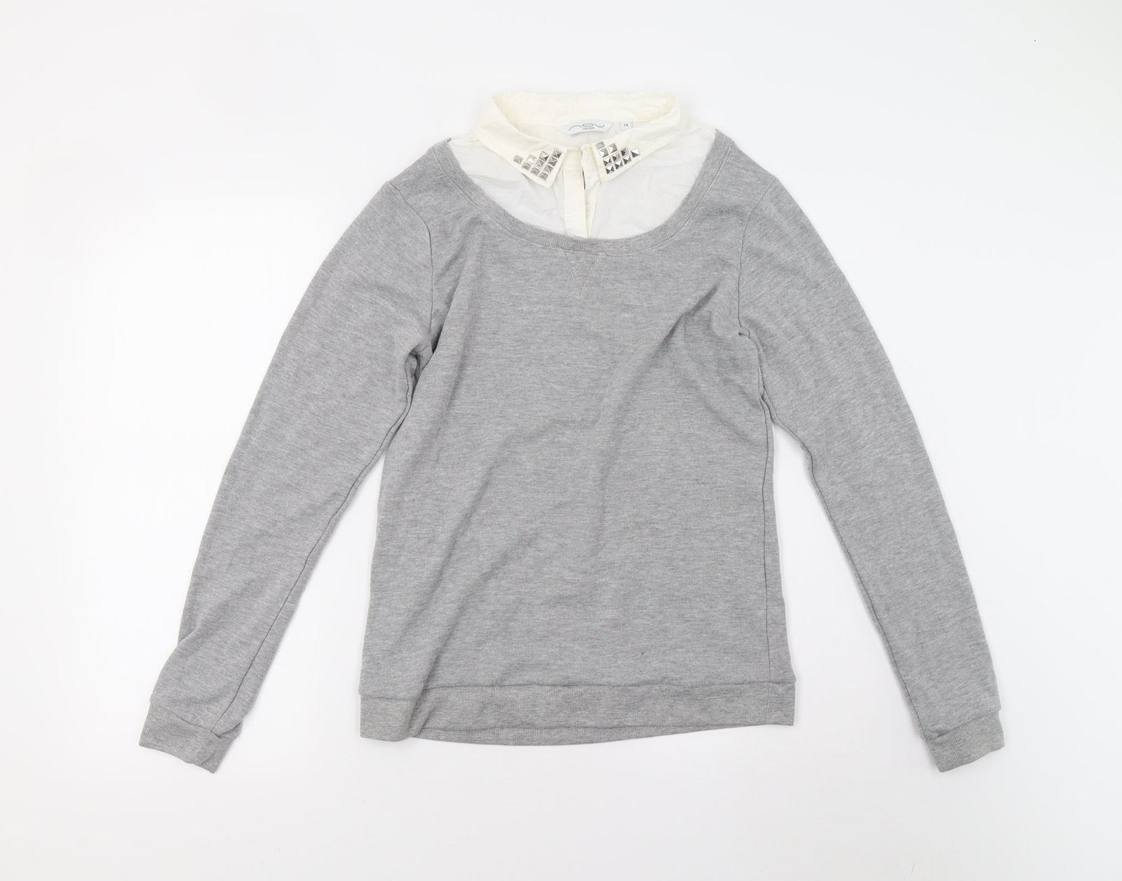 New Look Womens Grey Collared Polyester Blend Jumper Size 14 | eBay UK