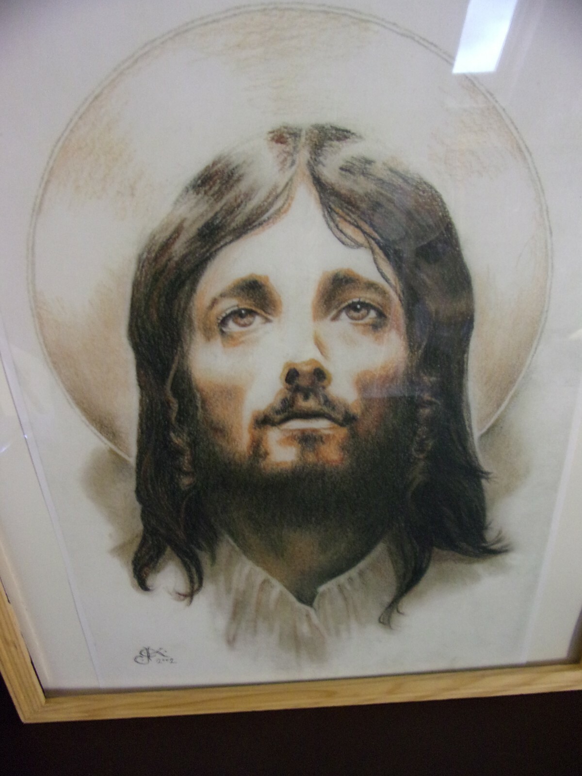 Framed Jesus Print Religious Artist's Initials "JCK 2002" | eBay