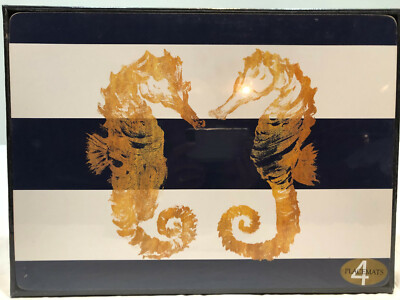 Place mats, Set of 4, Cork backed, Cape Cod, Beach or boat, New, 16" X ...