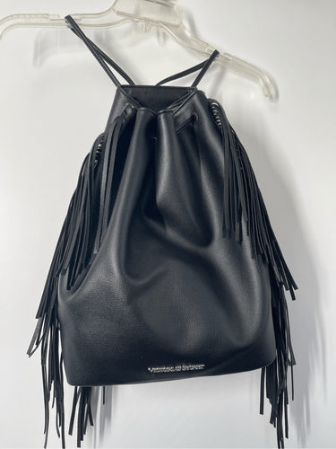 Victoria’s Secret black backpack fringe adjustable drawstring boho bag ...
