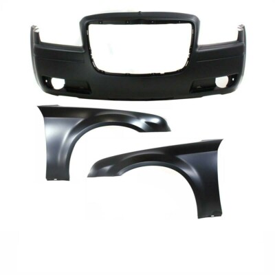 Set of 3 Front Primed Bumper Cover Kit Fits 2005-2010 Chrysler 300 2.7L ...