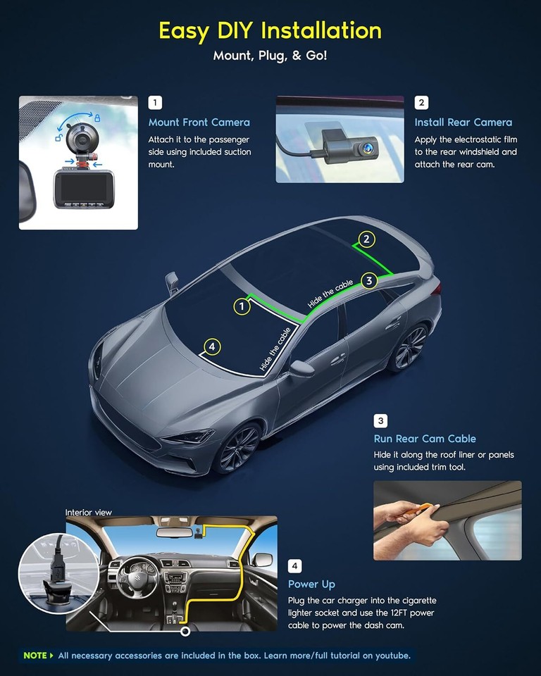 R2-4K DUAL Dash Cam Front and Rear, STARVIS 2 Sensor, FREE 128GB Card ...