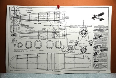 LOCKHEED VEGA BALSA FREE FLIGHT MODEL AIRPLANE PLANS 13" WINGSPAN | eBay