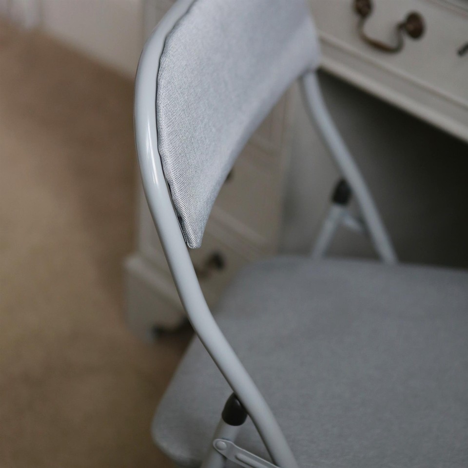 6x Grey Fabric Padded Metal Folding Chairs Foldable Office Dining Chair ...