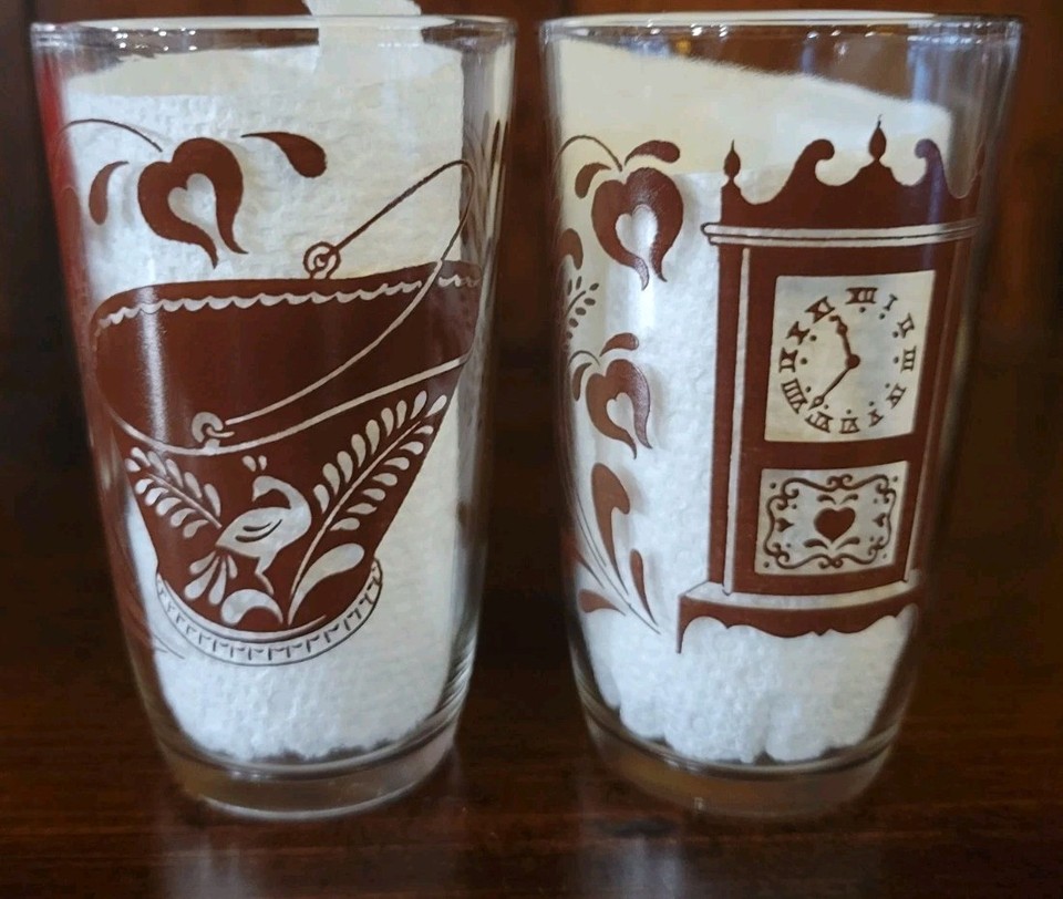 Swanky Swig Brown Clock 4 Oz Juice Glasses, Set Of 2, Vintage | eBay