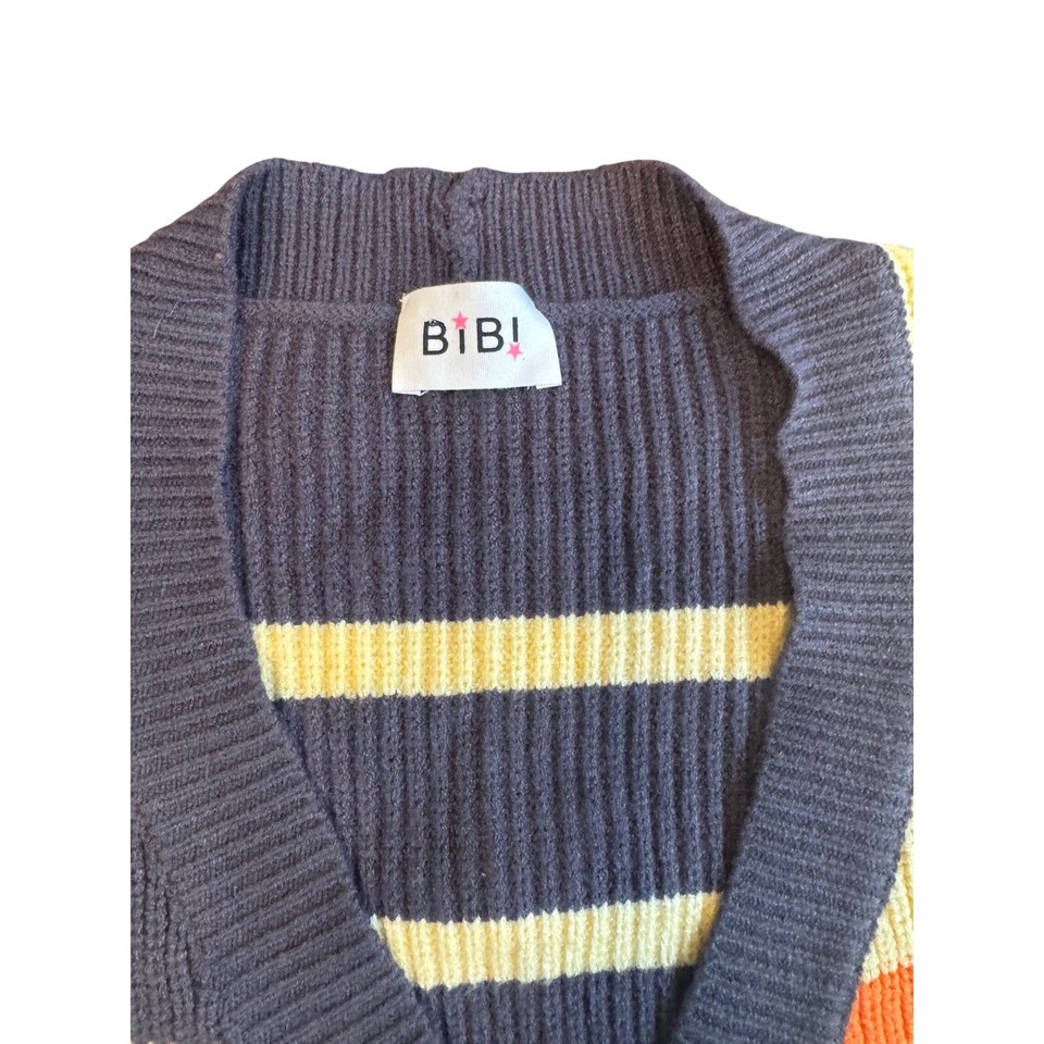 BiBi! Striped Cardigan Sweater Women's Colorblock Knitwear Button Down ...